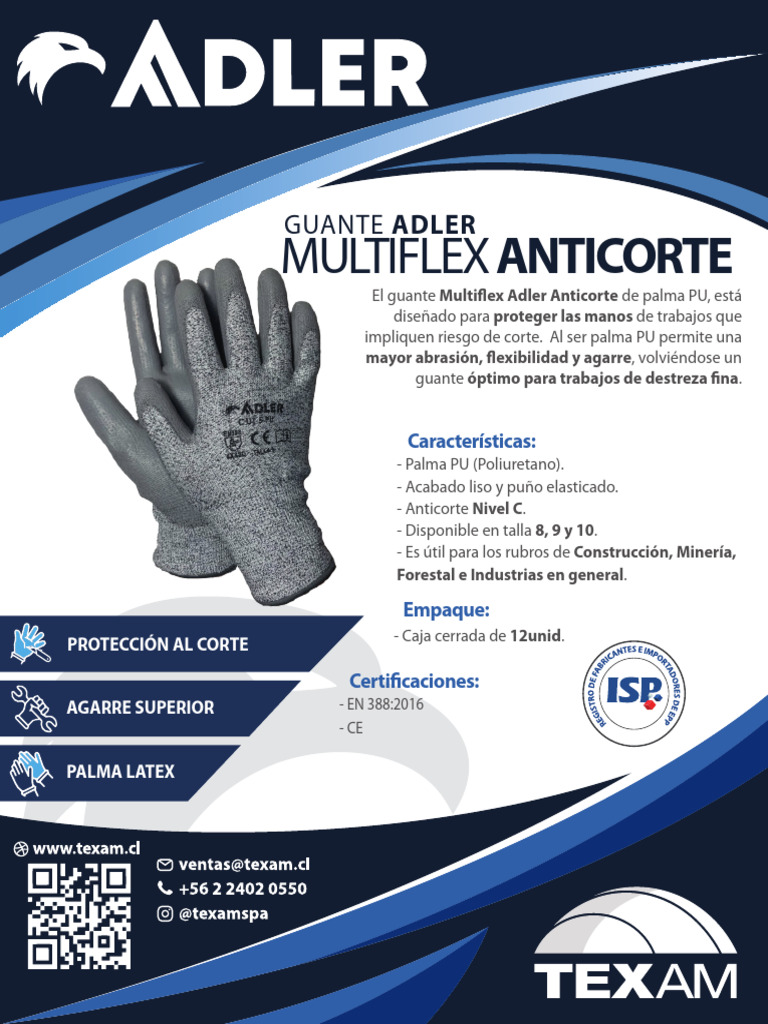 50 FT Guante Adler Multiflex Anticorte | PDF
