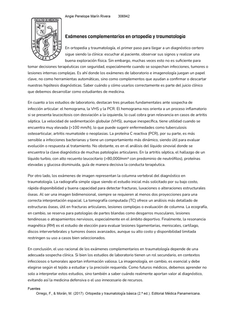 Exámenes Complementarios | PDF | Traumatologia | Especialidades Medicas