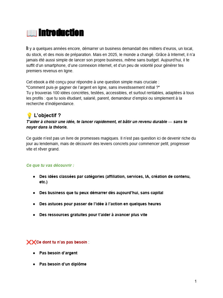 100 Idées de Business en Ligne Sans Budget | PDF | Intelligence ...
