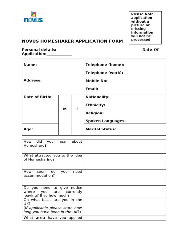 Novus HS Application Form | PDF