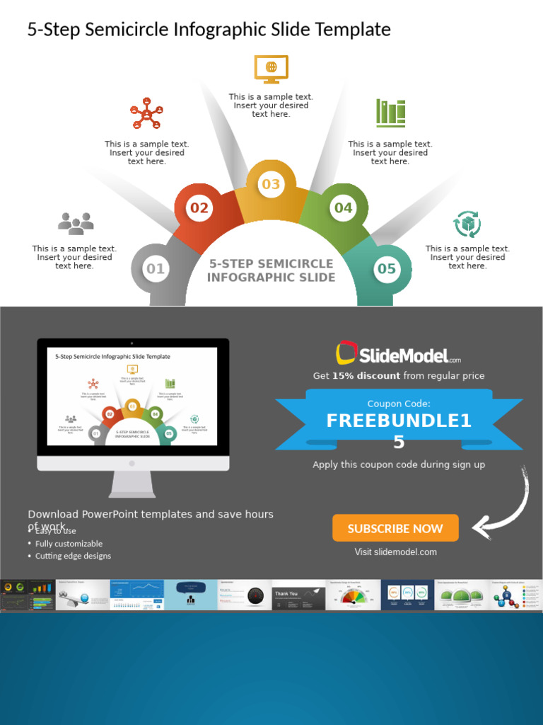 FF0555!01!5 Step Semicircle Infographic Diagram Powerpoint Template ...