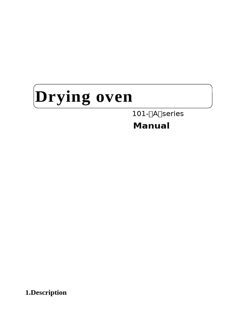 KTD-6000 Drying Oven Manual | PDF | Switch | Electrical Engineering