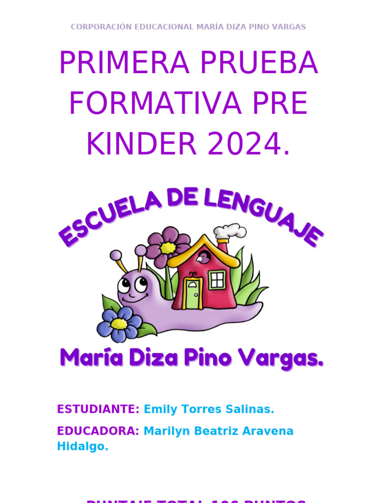 1° Prueba Formativa Pre Kinder 2024 | PDF