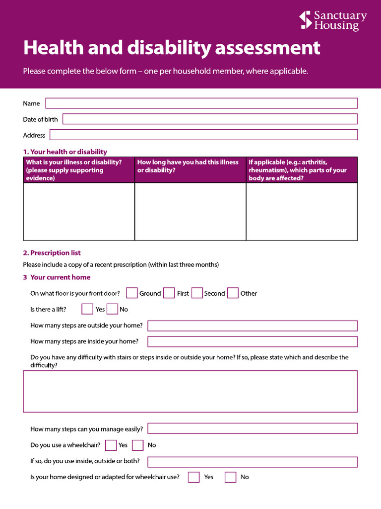 Health & Disability Form | PDF