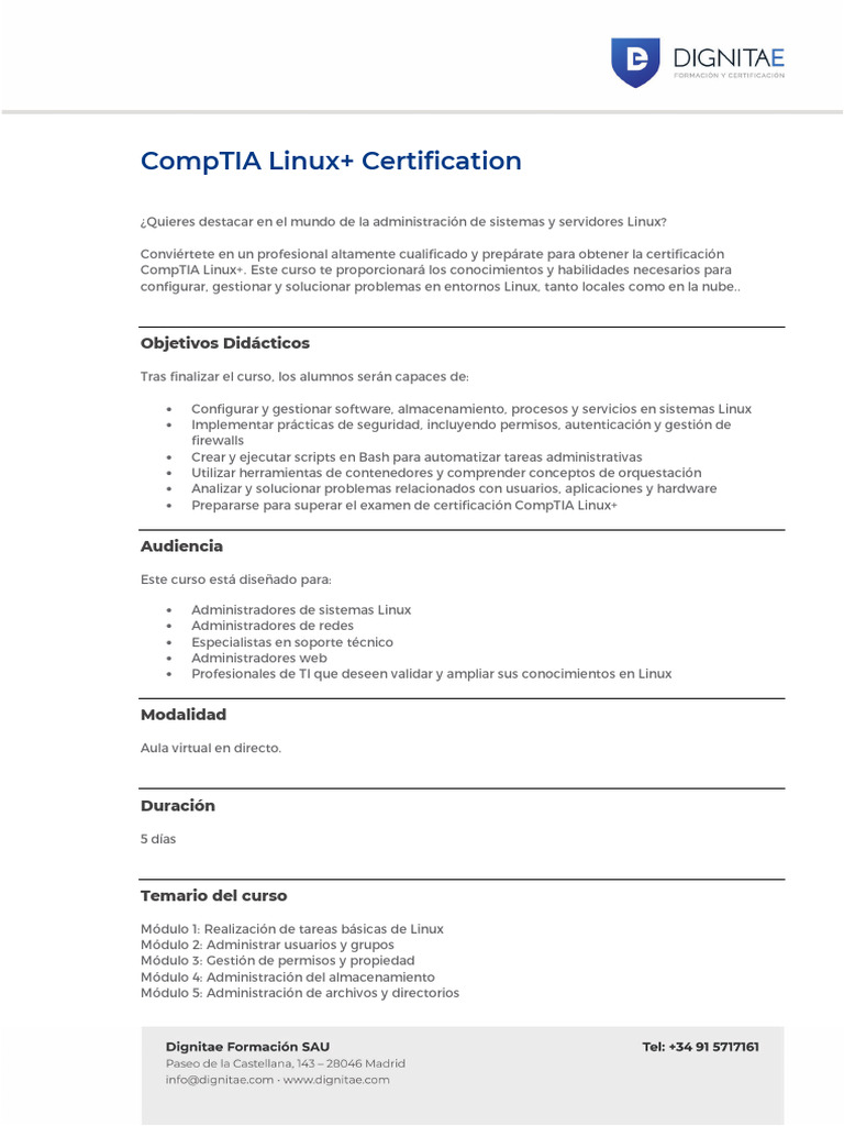 Curso Certificacion Comptia Linux | PDF
