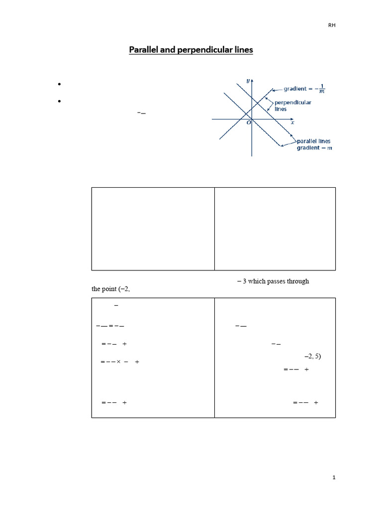 Parallel and Perpendicular Lines Exercises | PDF | Equations | Line ...