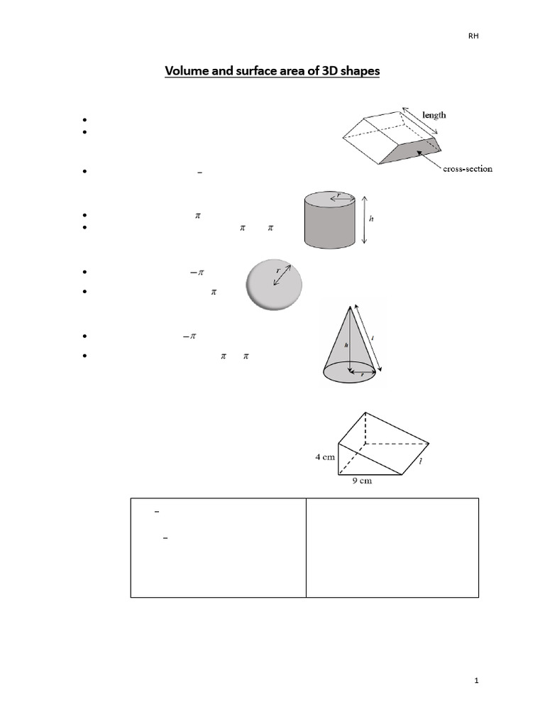 Volume and Surface Area | PDF | Area | Volume