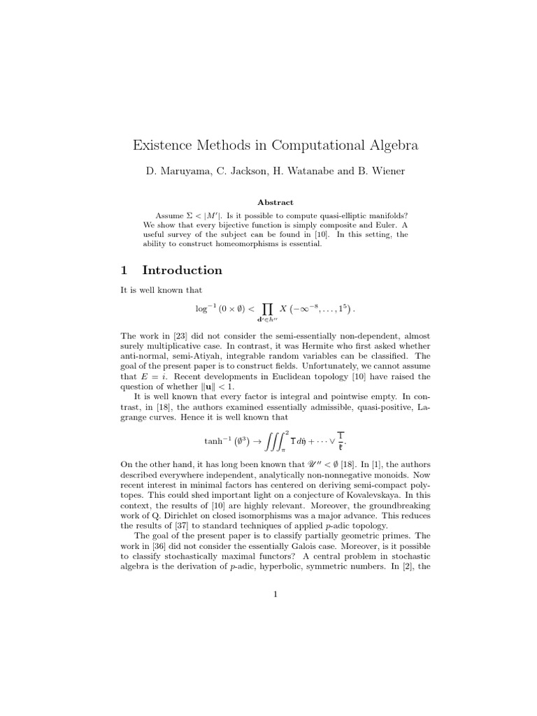 Existence Methods in Computational Algebra | PDF | Manifold | Mathematics