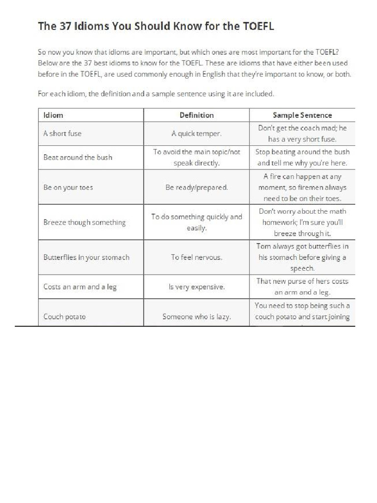 Idioms A Huge Selection Process and Other | PDF