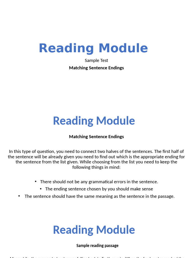 IELTS Reading: Matching Endings Guide | PDF | Oceans | Water