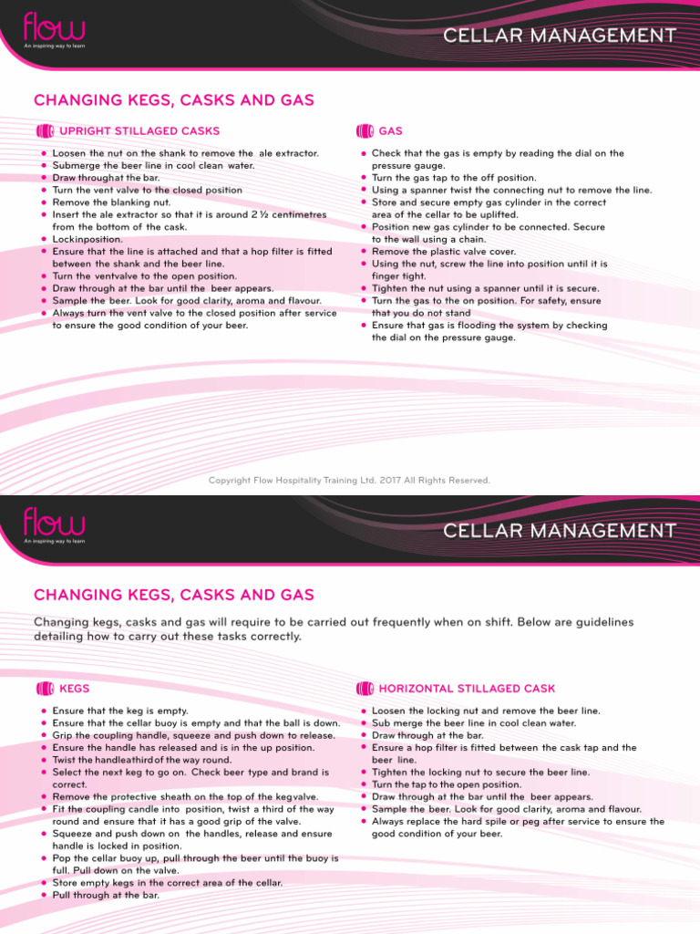 Cellar Management - Changing Kegs, Casks and Gas | PDF