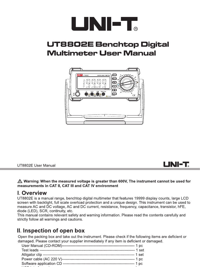 UT8802E User Manual REV.0 | PDF