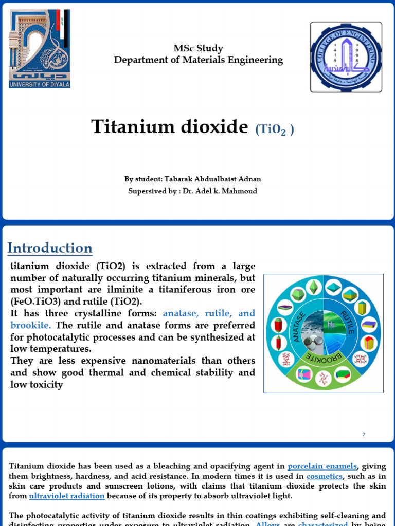 Titanium Dioxide: Properties and Applications | PDF | Titanium Dioxide ...