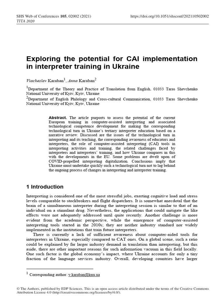 V - Karaban - Exploring The Potential For CAI Implementation | PDF ...