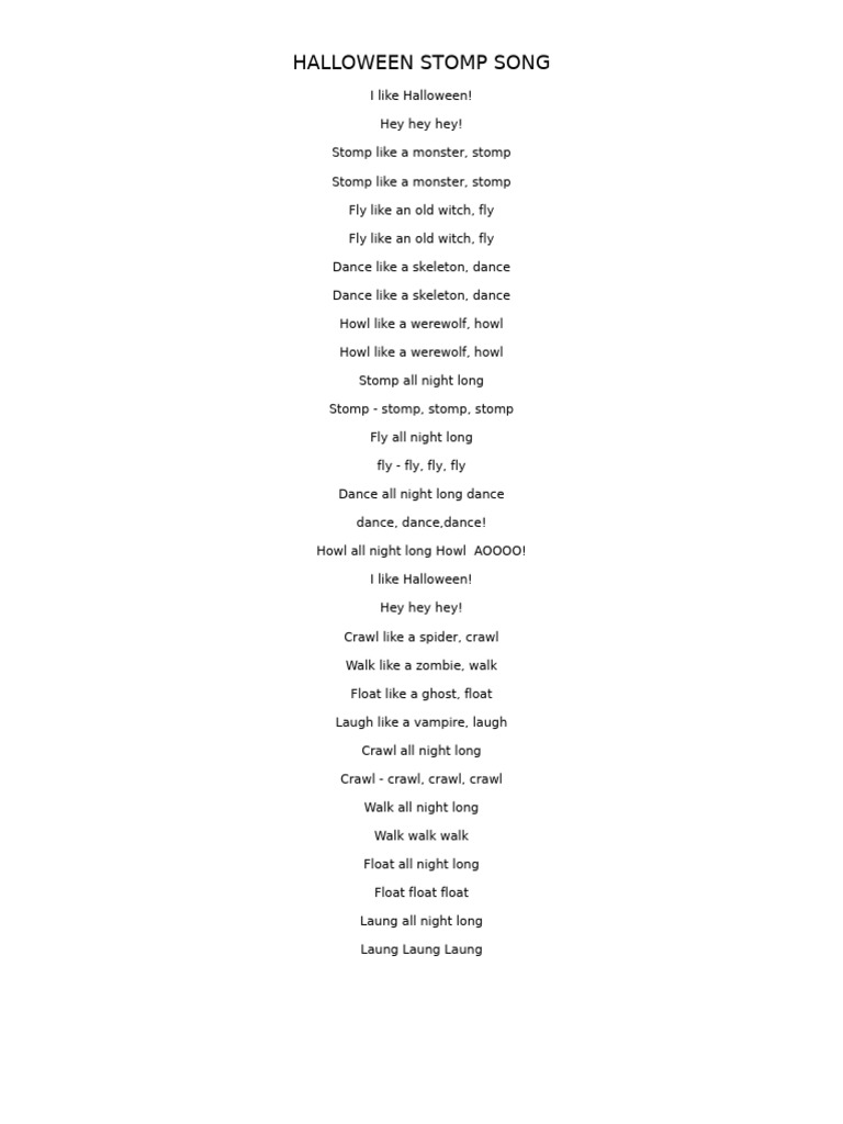 Halloween Stomp Song Lyrics | PDF