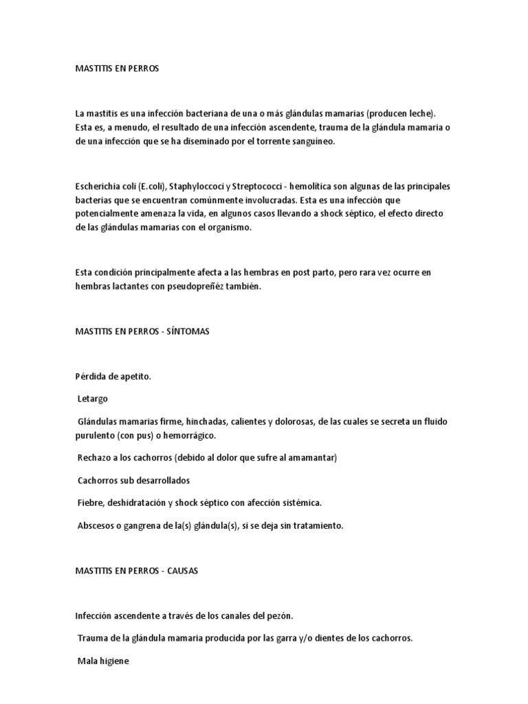 Mastitis en Perros | PDF | Especialidades Medicas | Medicina CLINICA