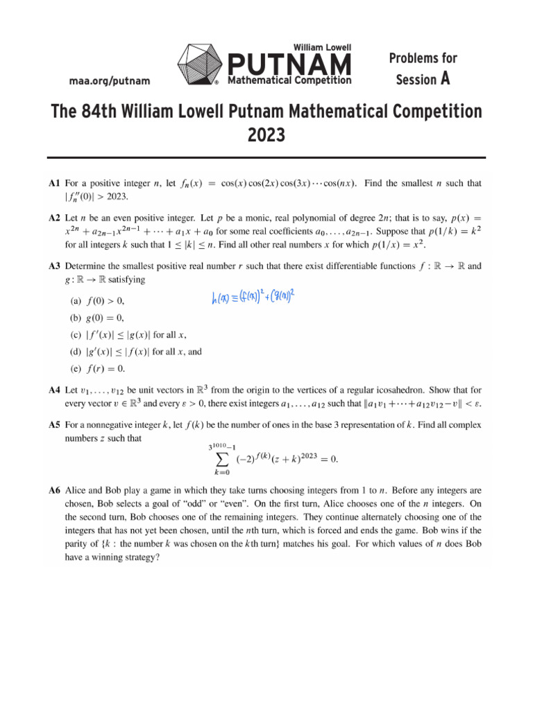 2023 Putnam Problems | PDF