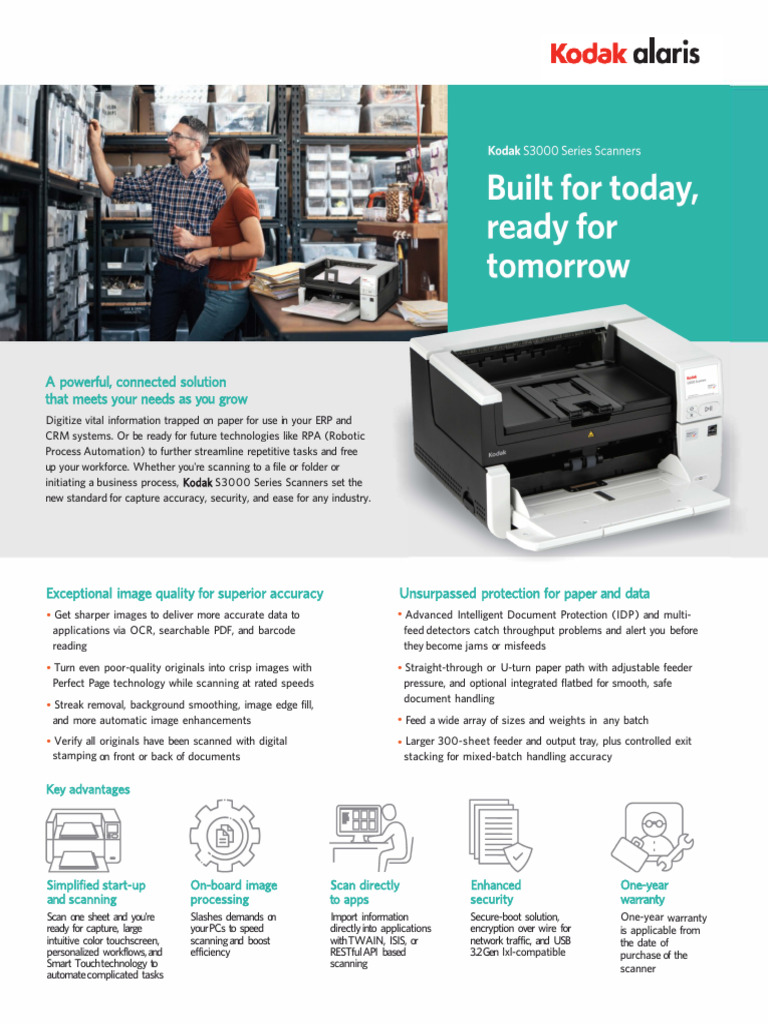 Kodak S3000 Series Scanner Overview | PDF | Image Scanner | Computing