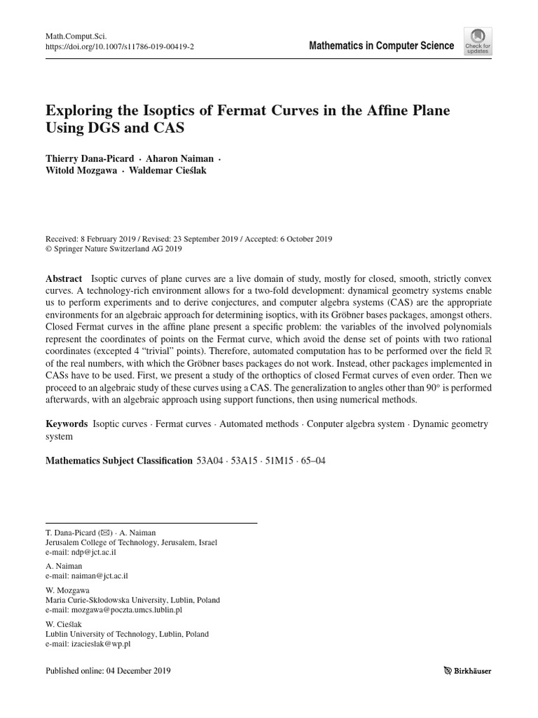 Exploring The Isoptics of Fermat Curves in The Affine Plane Using DGS ...
