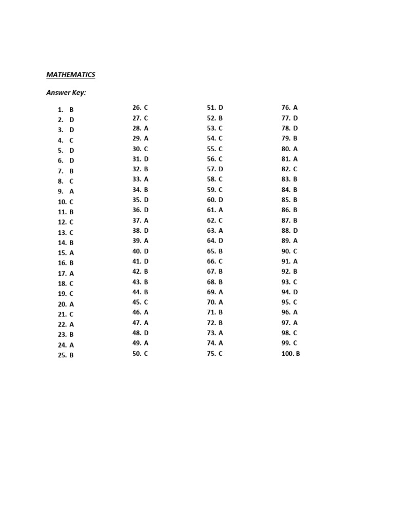 Daniel's Mathematics Preboard Answer Key | PDF | Chess Theory | Chess