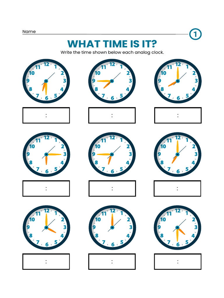 Write the Time on Analog Clocks | PDF