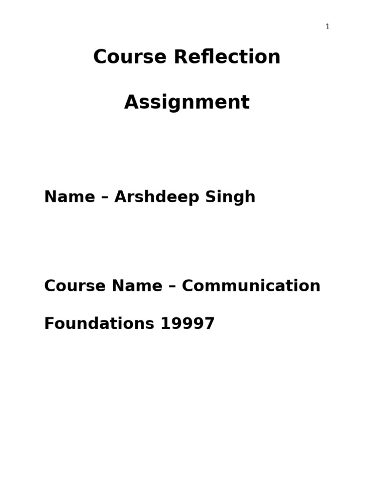 Course Reflection Assignment | PDF | Goal | Goal Setting