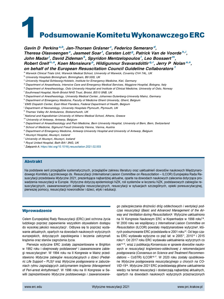 Wytyczne Resuscytacyjne 2021 Scalone | PDF