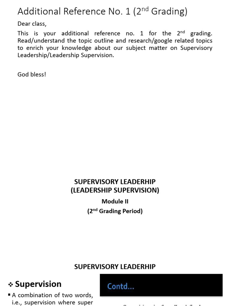Chfnap2-Additional Reference 01-2nd Grading-Supervisory Leaderhip | PDF ...