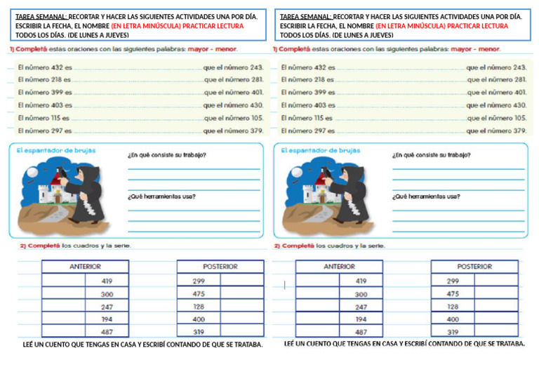 Actividades Semanales de Lectura | PDF