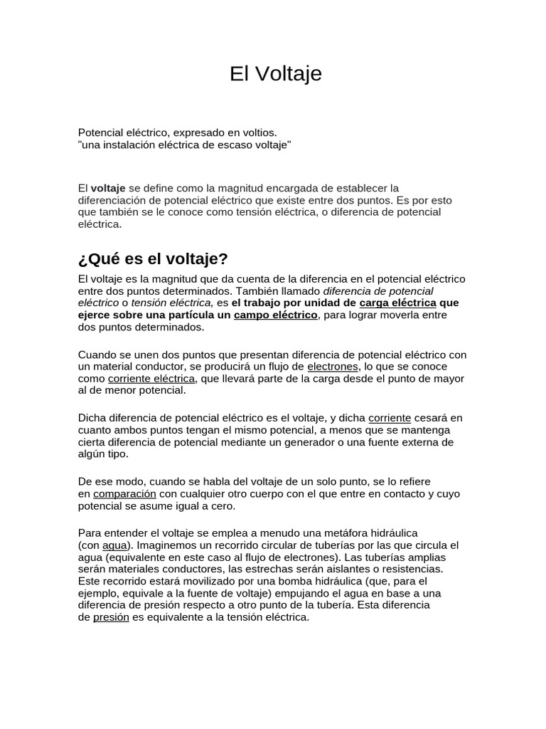 Definición y Tipos de Voltaje | PDF | voltaje | Energia electrica