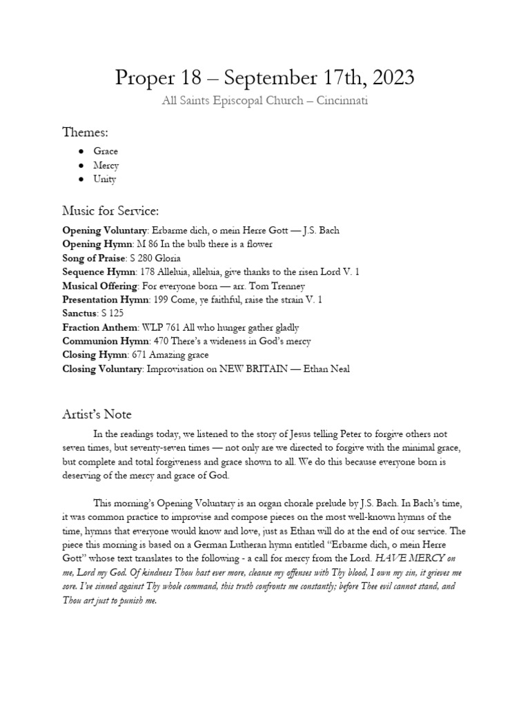Proper 18 - September 17th, 2023 | PDF
