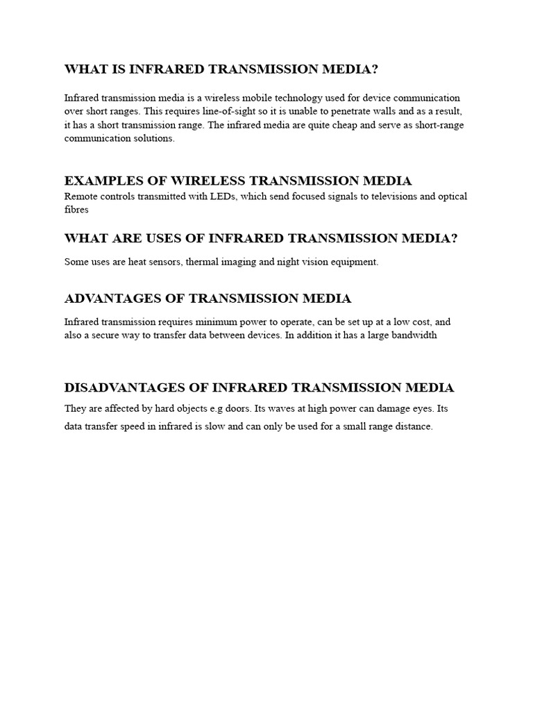 What Is Infrared Transmission Media | PDF