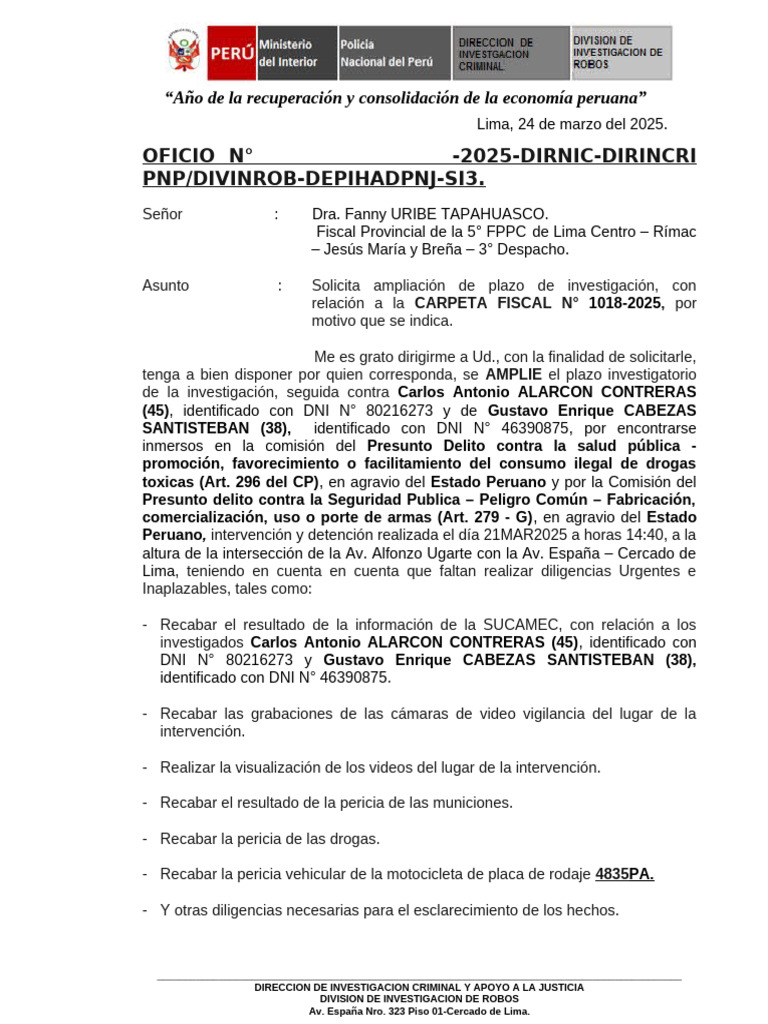Oficio Solicita Ampliacion | PDF