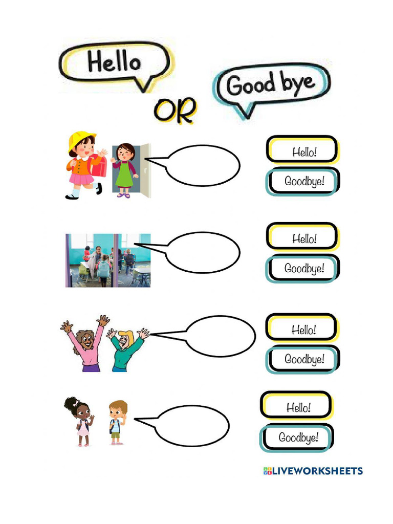 Worksheet - Hello Goodbye | PDF
