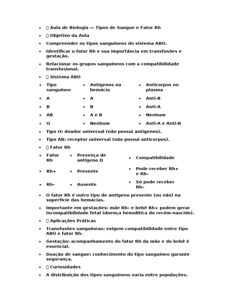 Tipos sanguíneos Sistema ABO Fator Rh Antígenos e anticorpos Compatibilidade sanguínea ...