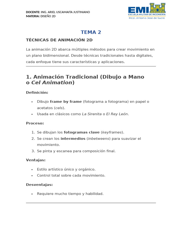 Técnicas de Animación 2D Explicadas | PDF | Animación