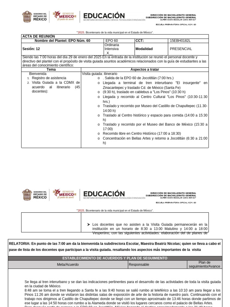 Acta 29 de Enero 25 Epo 60 Vesper | PDF