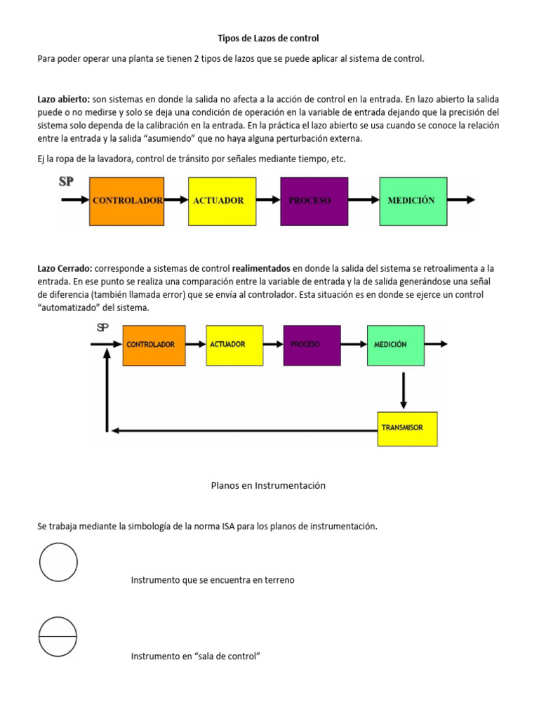 Tipos de Lazos de Control en Instrumentación | PDF