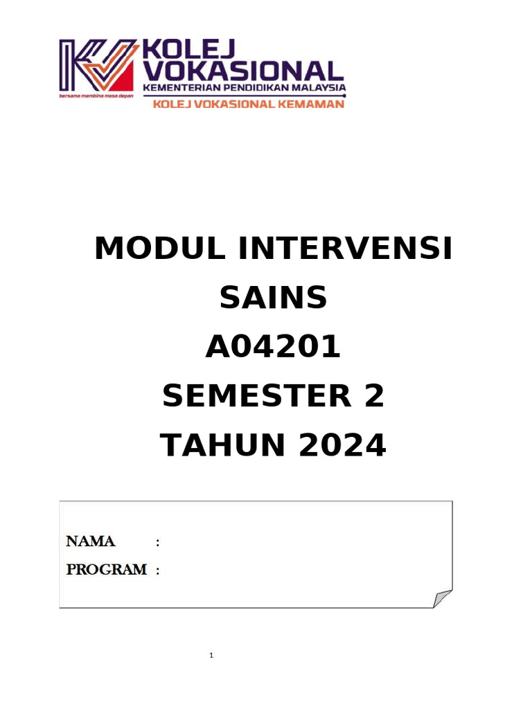 Modul Intervensi Sem 2 2024 | PDF