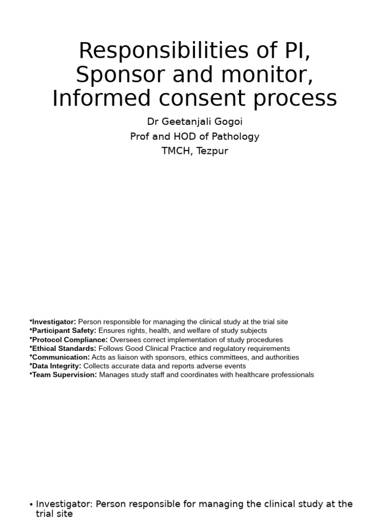 PI Responsibilities in Clinical Trials | PDF | Institutional Review ...