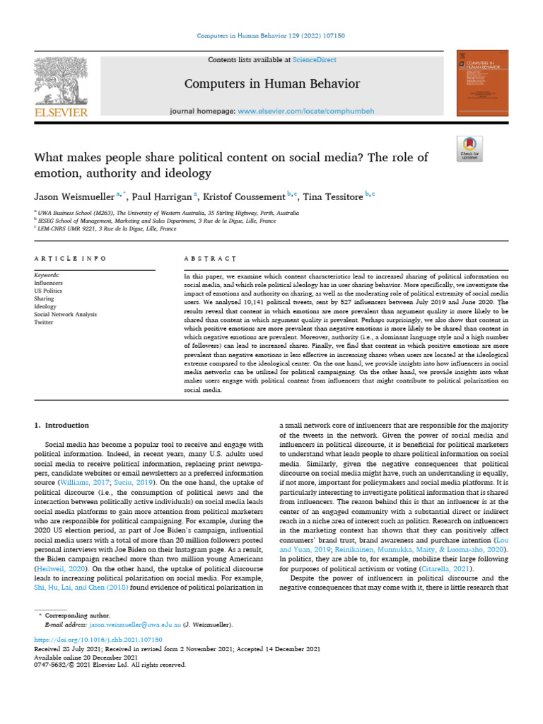 What Makes People Share Political Content On Social Media? The Role of ...