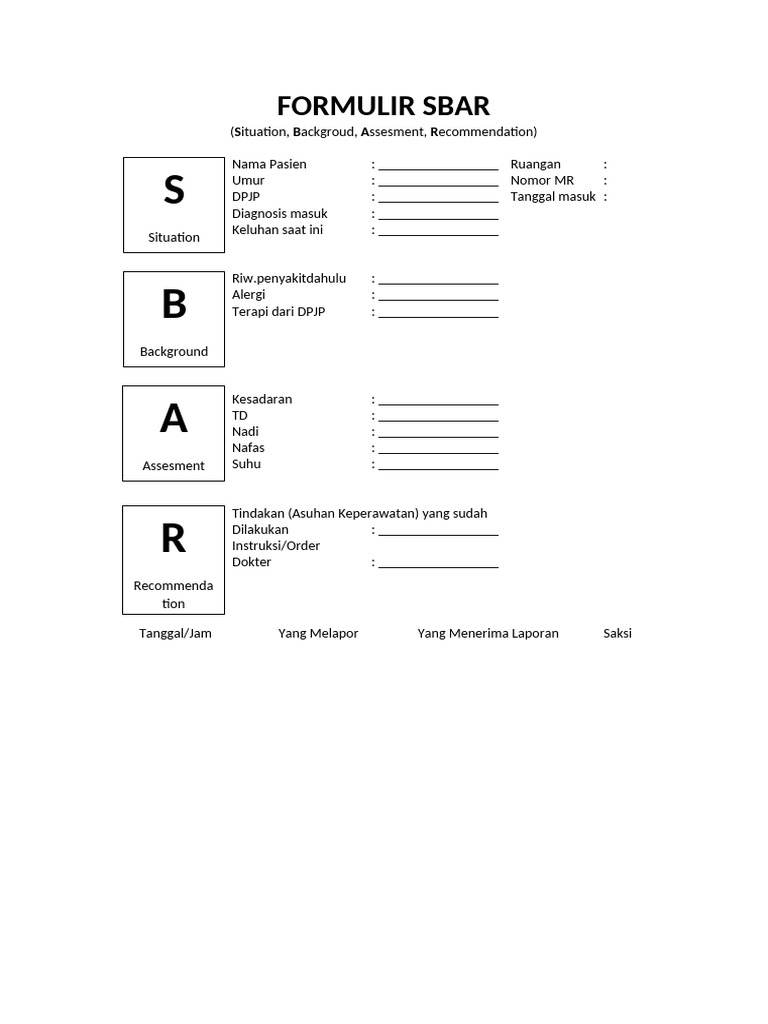 FORMULIR SBAR | PDF