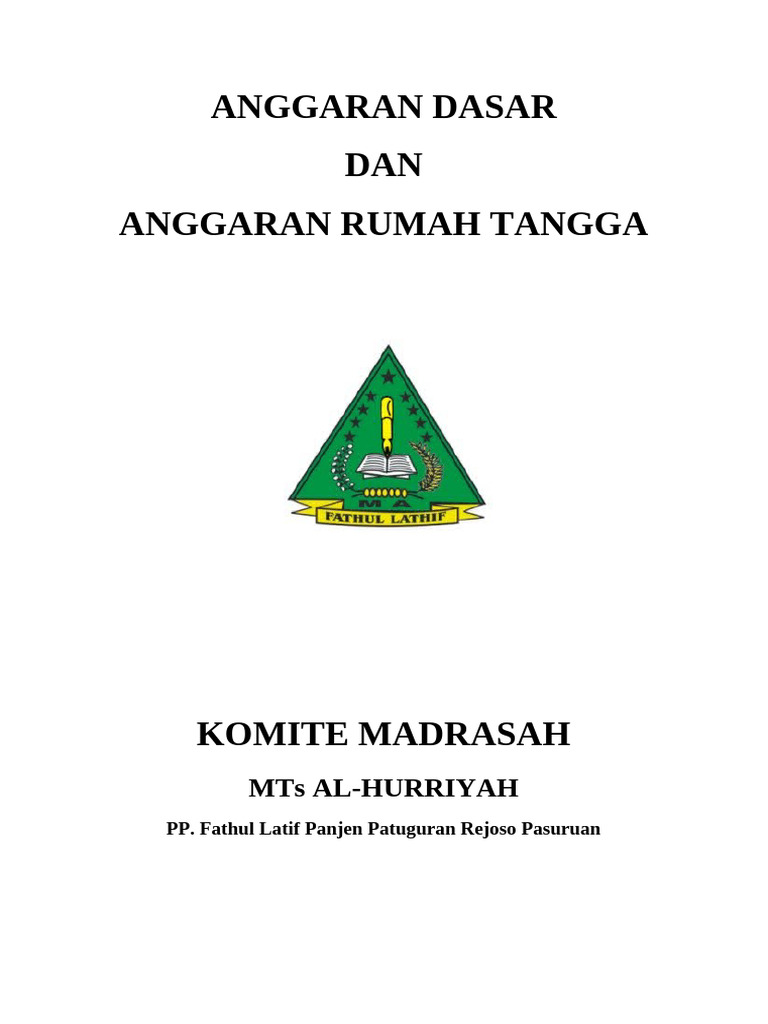 Contoh AD ART Komite Sekolah SD Lengkap | PDF