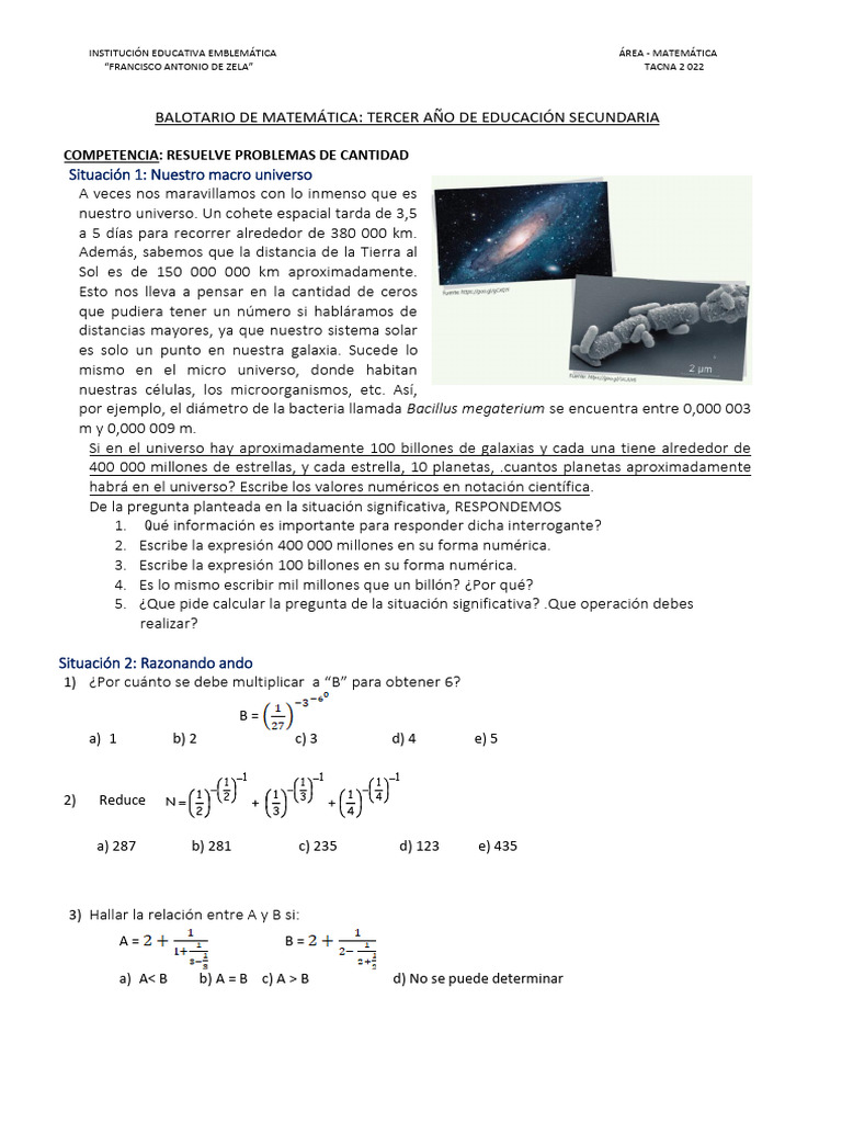 Balotario de Matematica - 2022 | PDF | Rectángulo | Universo