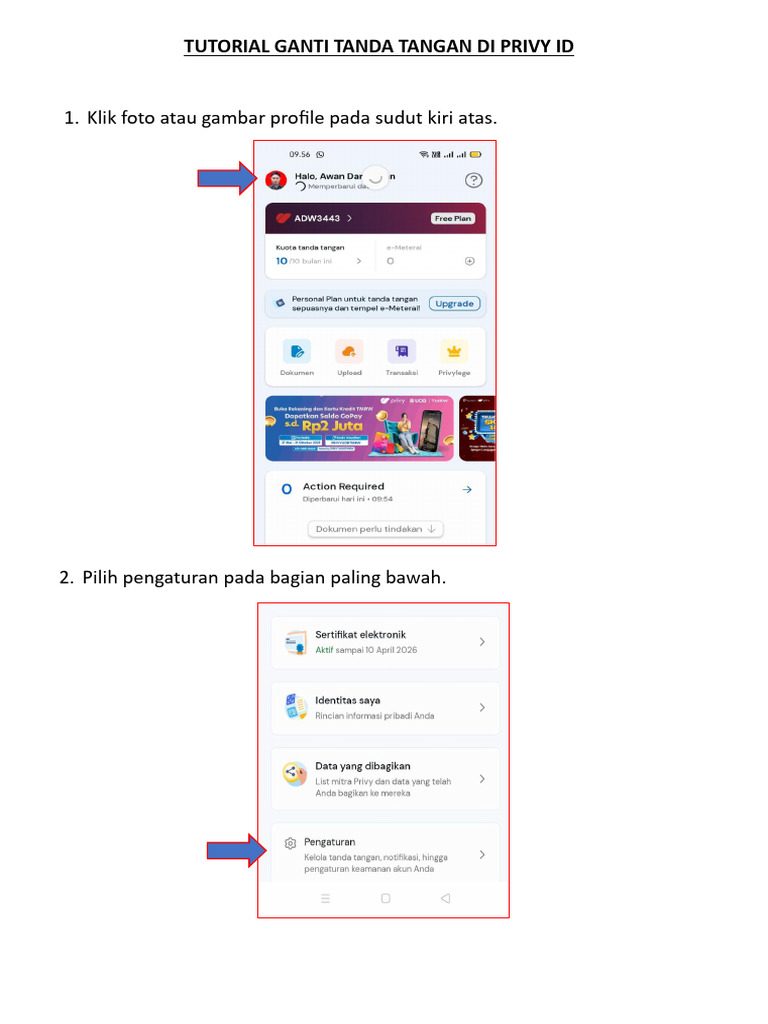Tutorial Ganti Tanda Tangan Di Privy Id | PDF