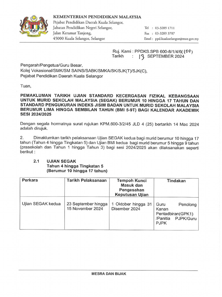 Surat Segak Dan Bmi | PDF