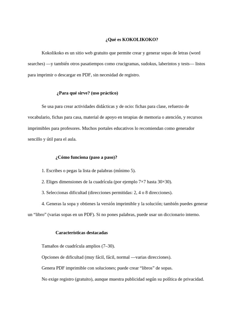 Qué Es Kokolikoko | PDF