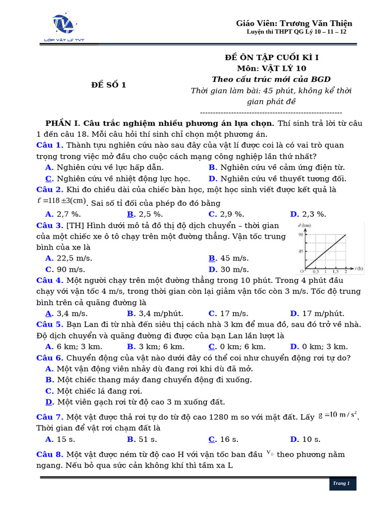 Đề 1 CK1 VL10 Cấu Trúc Mới | PDF