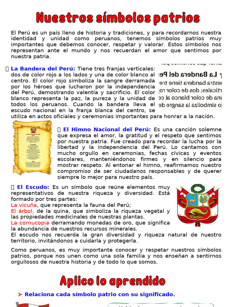 Ficha PS Simbolos Patrios | PDF | Perú