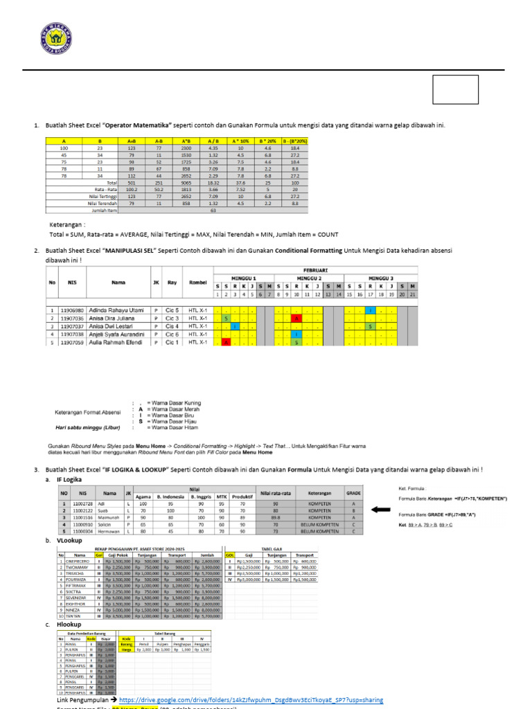 Soal Sas Ganjil Praktik Informatika Excel | PDF
